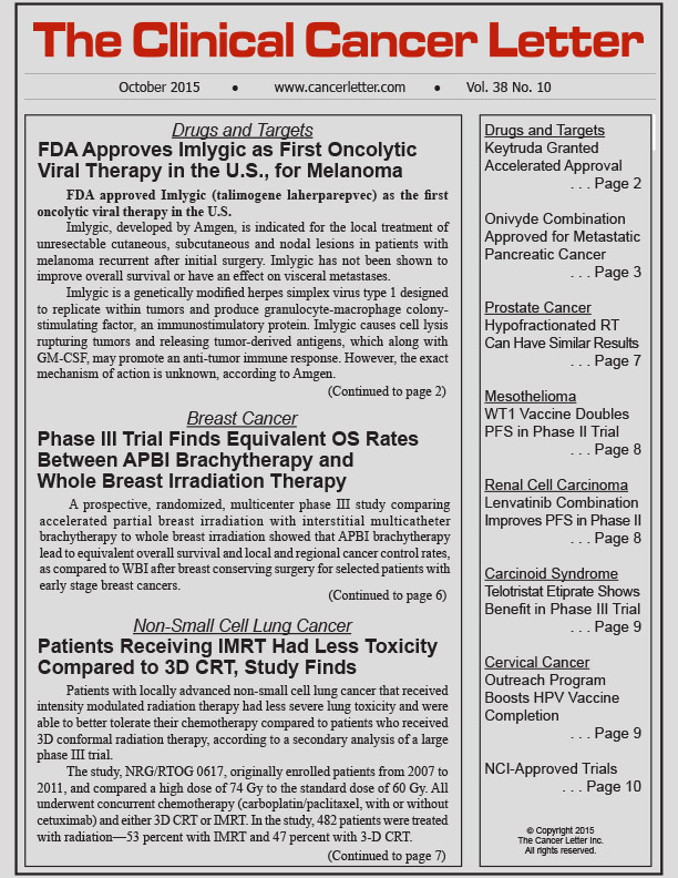 CCL Oct 2015 - The Cancer Letter