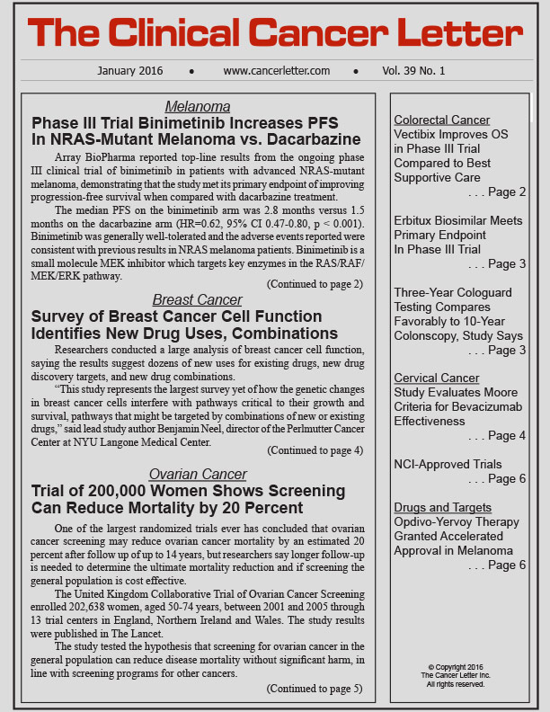CCL Jan 2016 - The Cancer Letter