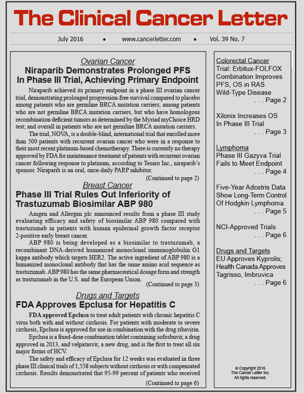 CCL July 2016 - The Cancer Letter