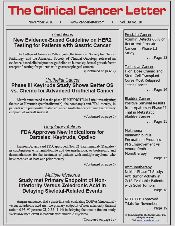 CCL Nov 2016 - The Cancer Letter