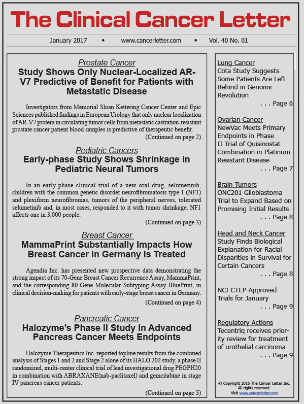 CCL Jan 2017 - The Cancer Letter