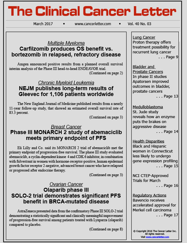 CCL March 2017 - The Cancer Letter