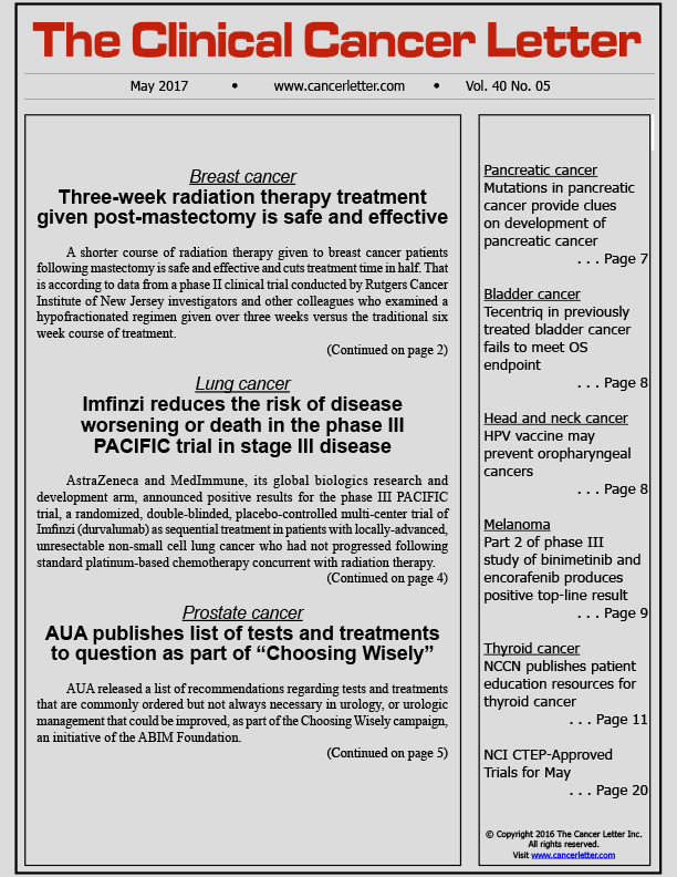 CCL May 2017 - The Cancer Letter