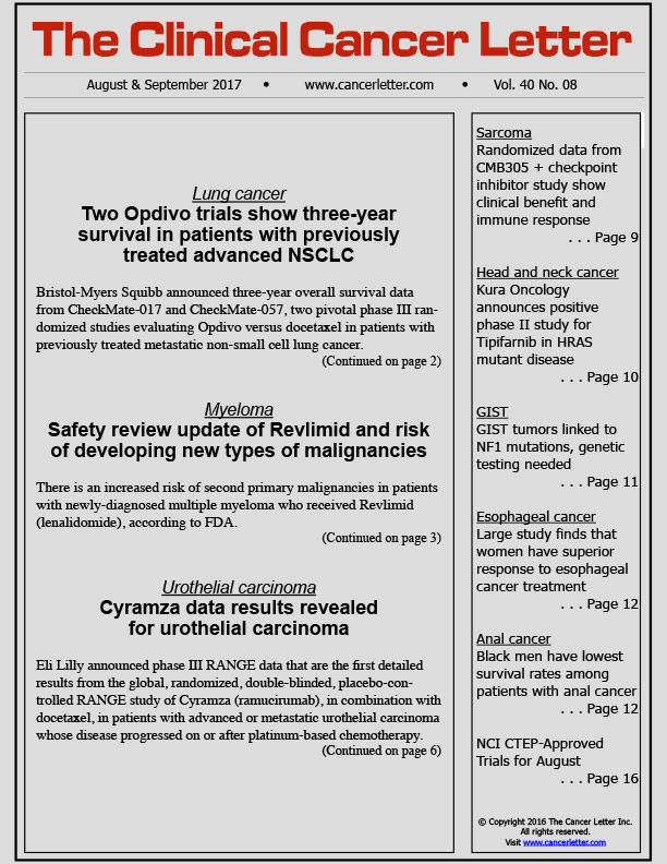 CCL Sept 2017 - The Cancer Letter