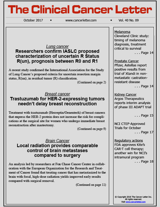CCL Oct 2017 - The Cancer Letter