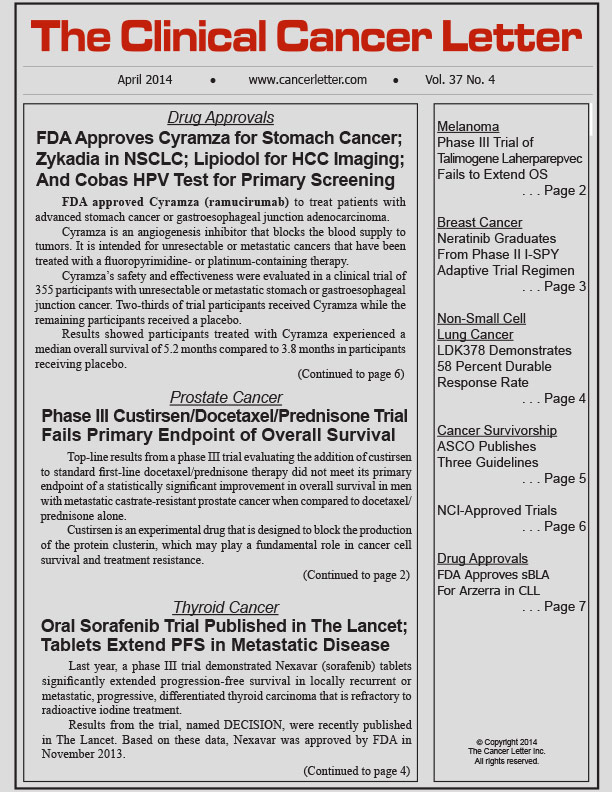 CCL April 2014 - The Cancer Letter
