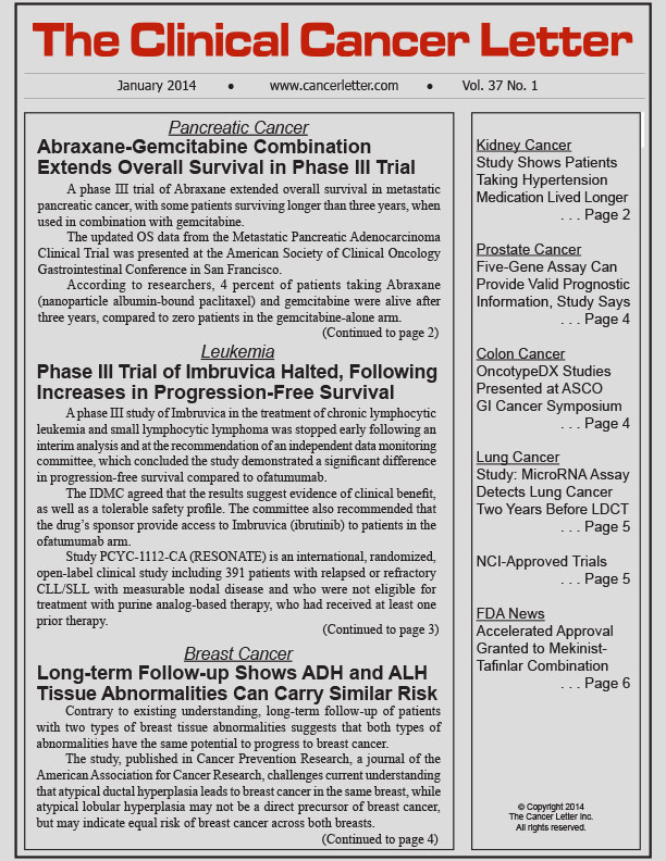 CCL Jan 2014 - The Cancer Letter