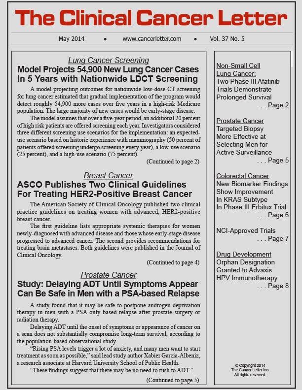 CCL May 2014 - The Cancer Letter
