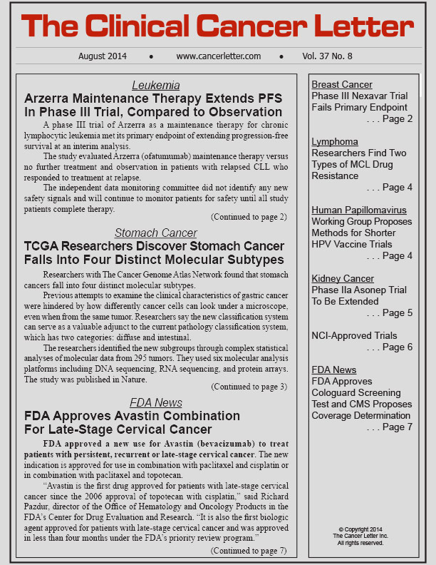 CCL Aug 2014 - The Cancer Letter