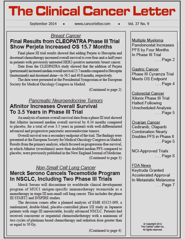 CCL Sept 2014 - The Cancer Letter