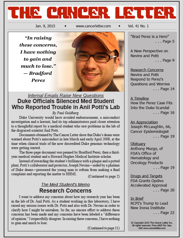 Issue 01 - The Cancer Letter